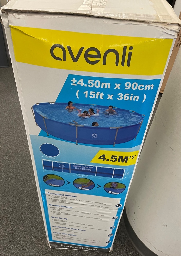 JLeisure Avenli 15 Foot x 36 Inch Steel Frame Above Ground Swimming ...